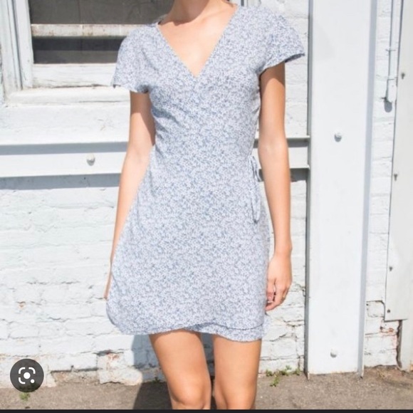 Brandy Melville | Dresses | Brandy Melville Light Blue Floral Wrap ...